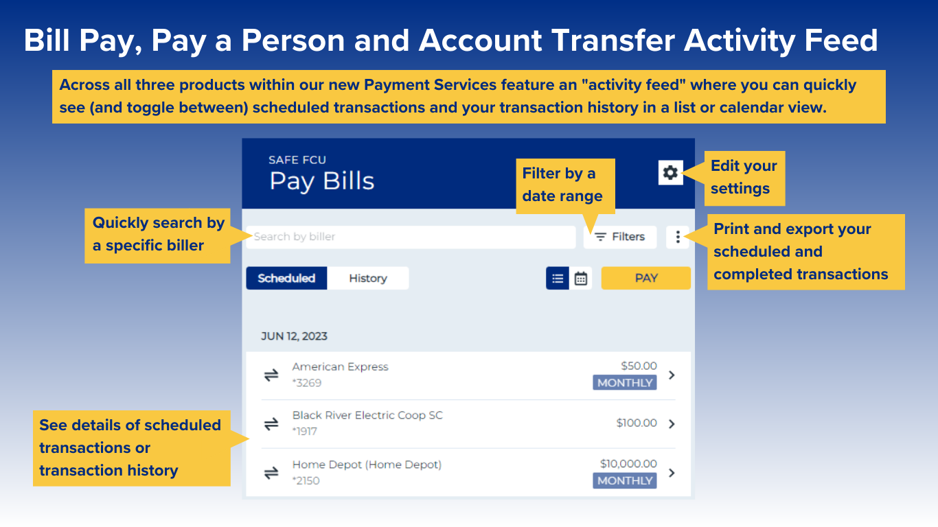 New Payment Service | SAFE Federal Credit Union